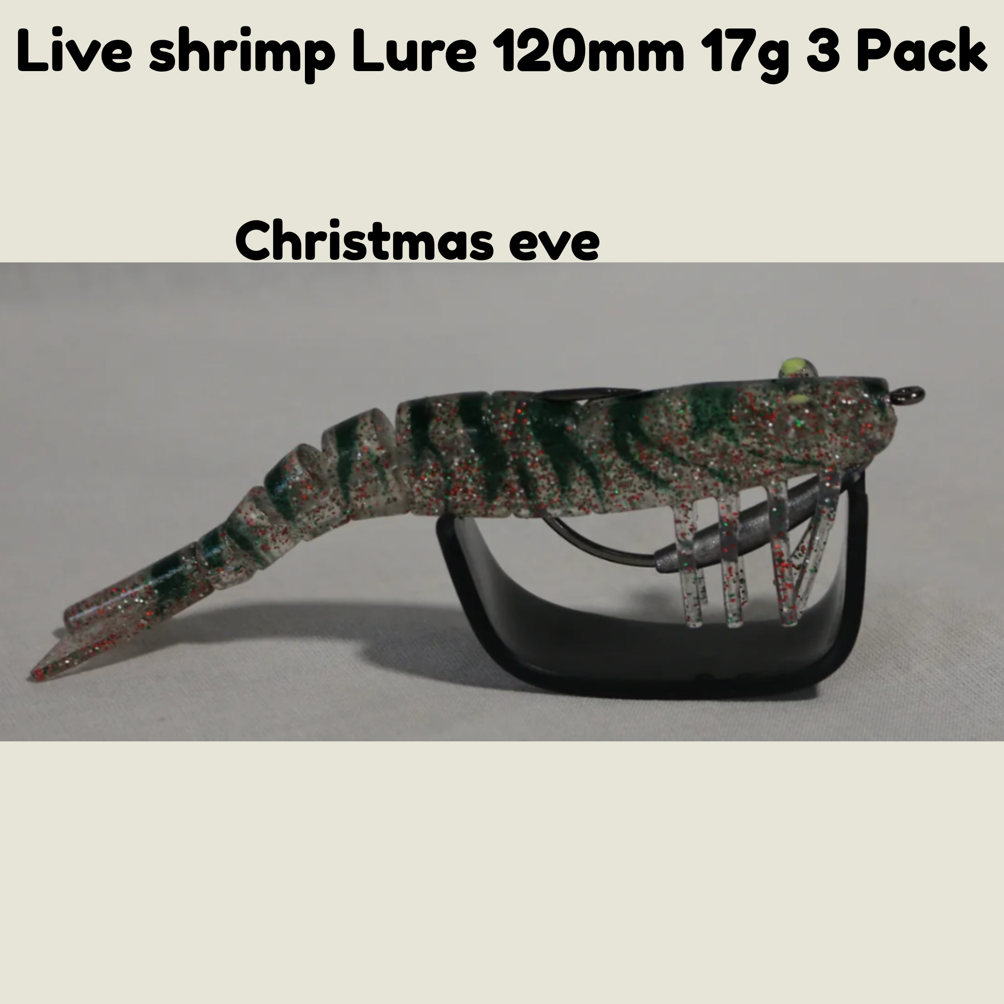 3 Pack Live Shrimp Lure 120mm 17g - Soft Plastic Fishing Lure Christmas ...