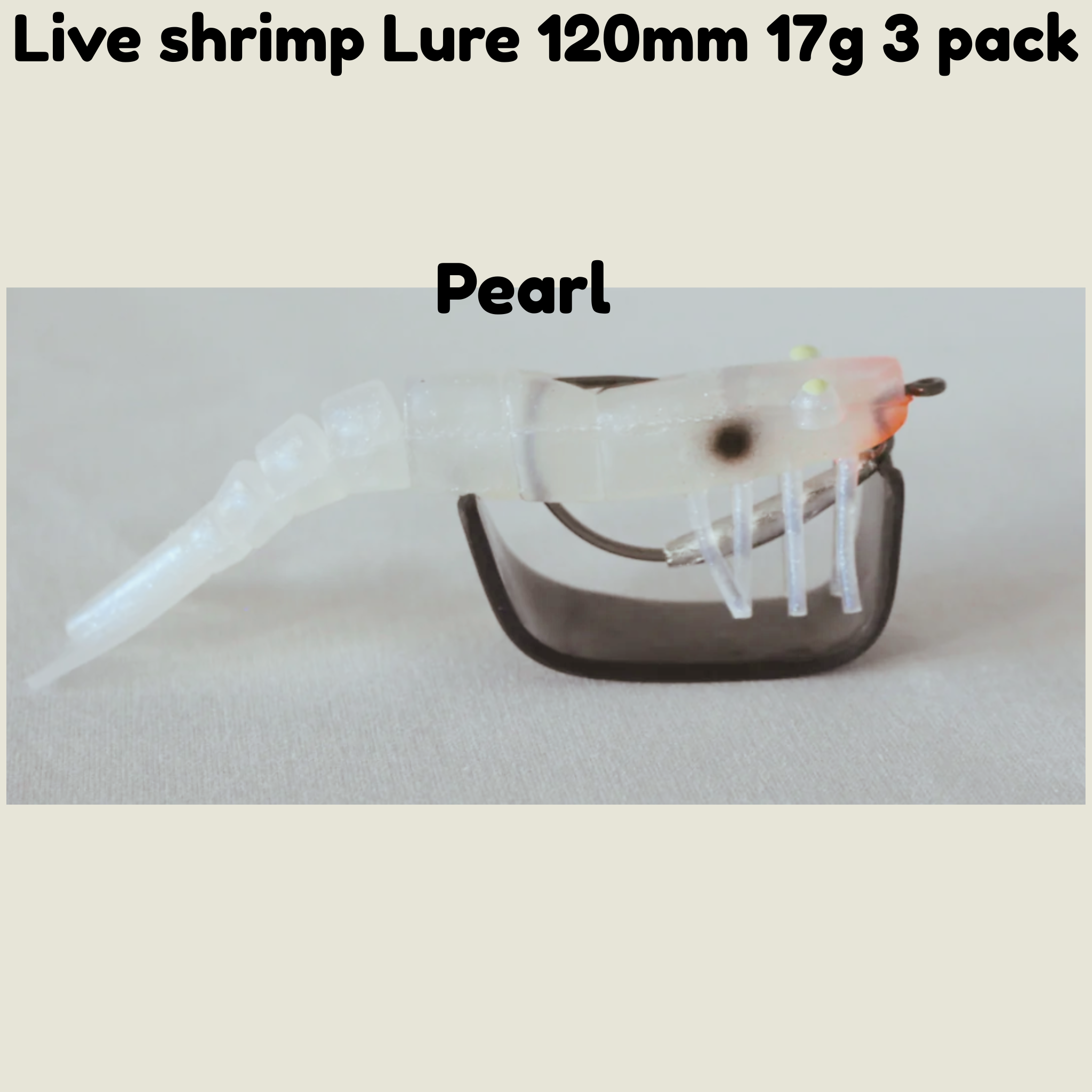 3 pack Live Shrimp Lure 120mm 17g- Pearl – Caravans 'n' Barrafans