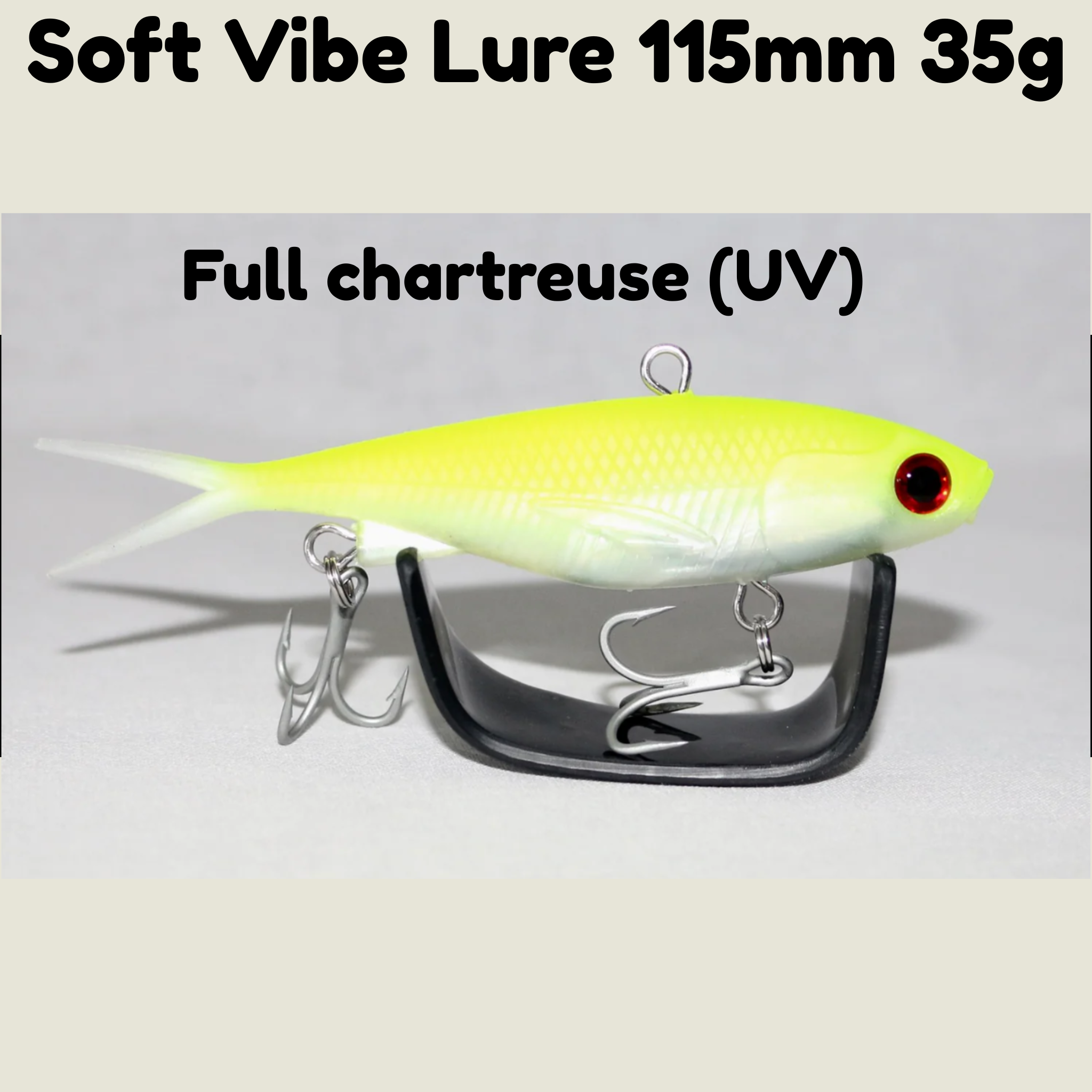 Soft Vibe Lure 115mm 35g Full Chartreuse UV - Soft Bodied Fishing Lure ...
