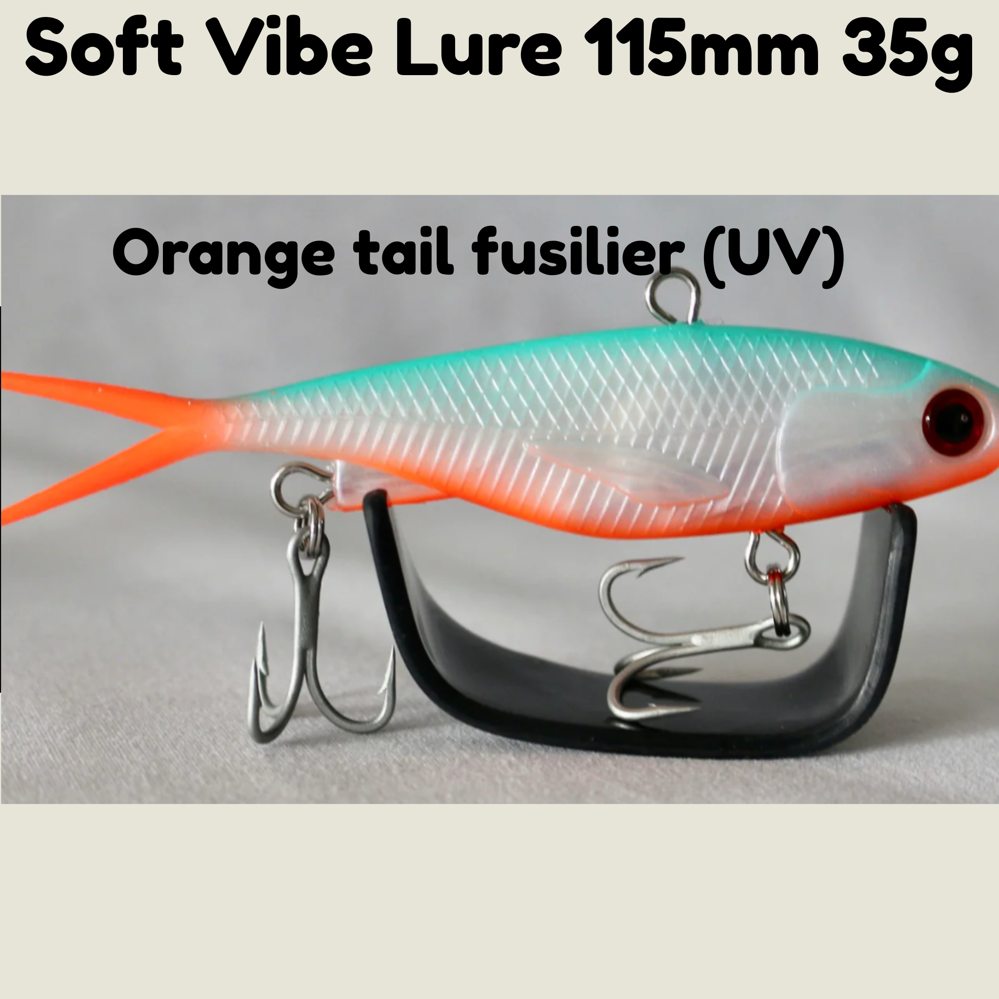 Soft Vibe Lure 115mm 35g Orange Tail Fusilier UV - Soft Bodied Lure ...